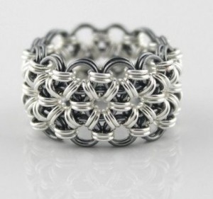 Japanese Lace Chainmaille Ring - Mondazzi Book, Bead & Crystal